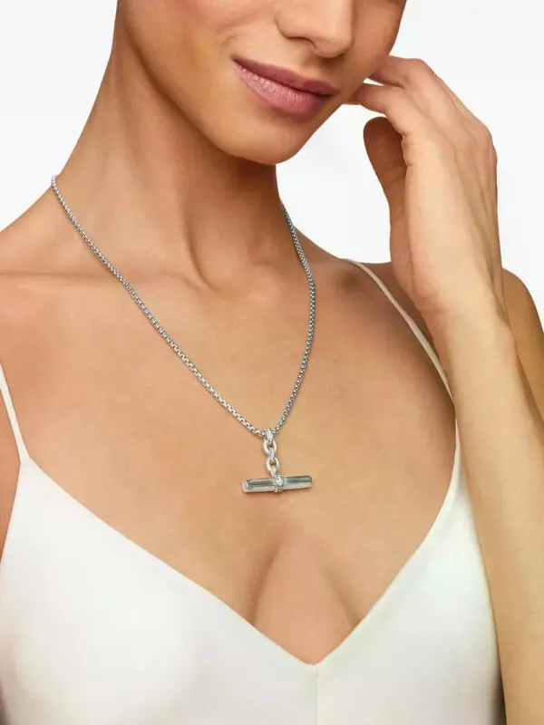 David Yurman Sterling Lexington Barrel Diamond Pendant