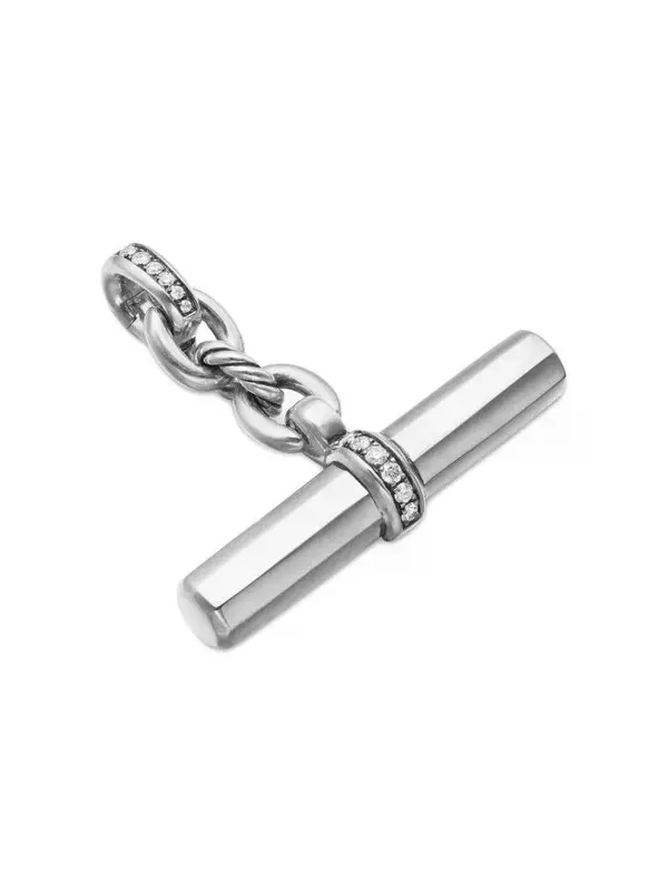 David Yurman Sterling Lexington Barrel Diamond Pendant