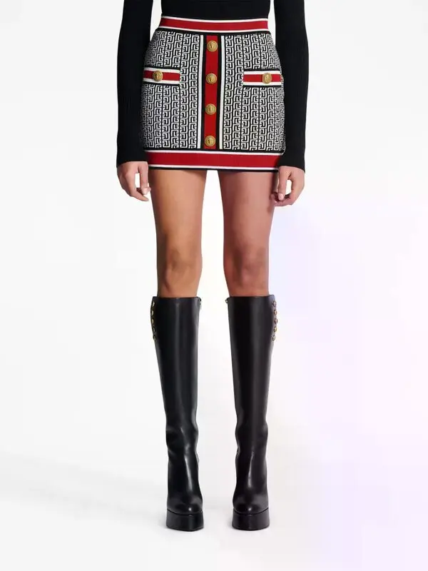 Balmain Monogram Knitted Miniskirt