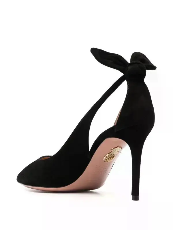 AQUAZZURA Bow Suede Pumps - Black