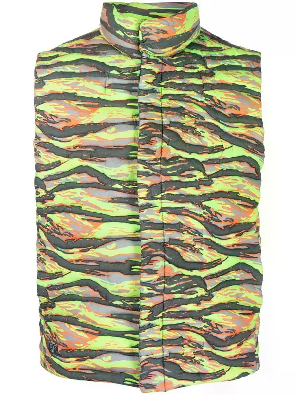 ERL Camouflage-print Quilted Puffer Gilet - Green