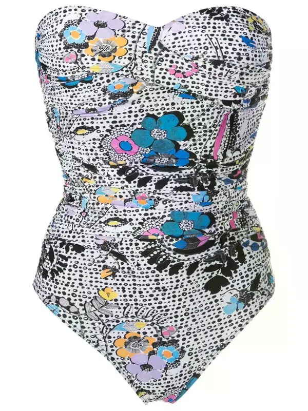 AMIR SLAMA Graphic-print Strapless Swimsuit - Multicolour