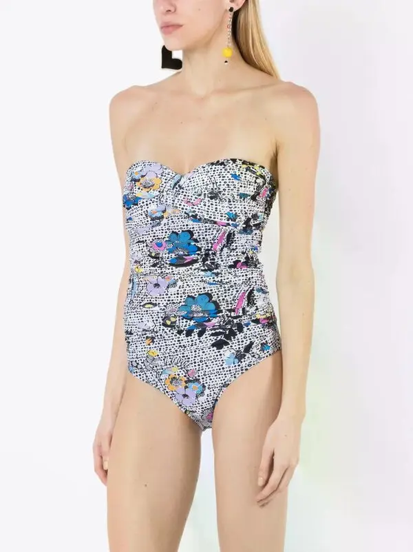 AMIR SLAMA Graphic-print Strapless Swimsuit