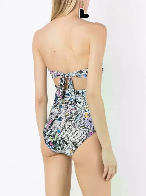 AMIR SLAMA Graphic-print Strapless Swimsuit