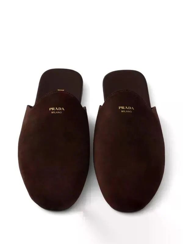 Prada Suede Slippers - Brown