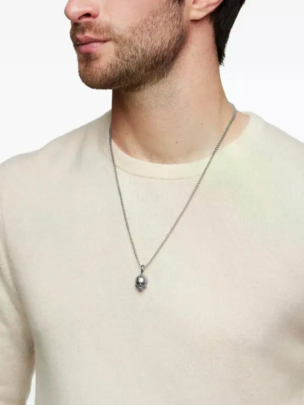 David Yurman Sterling Memento Mori Skull Diamond Amulet
