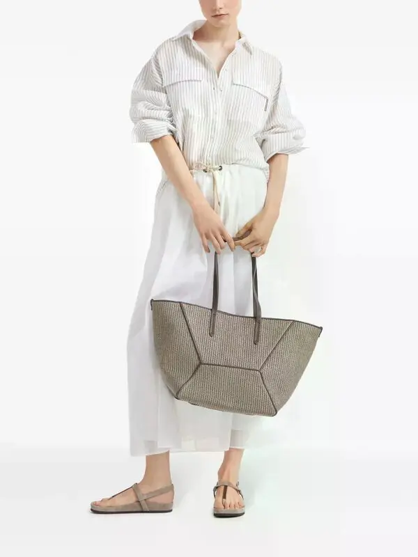 Brunello Cucinelli Striped Long-sleeve Shirt With Monili Detail