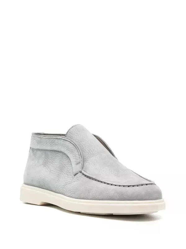 Santoni Tonal-stitching Leather Loafers - Grey