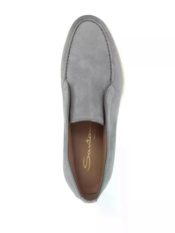 Santoni Tonal-stitching Leather Loafers - Grey