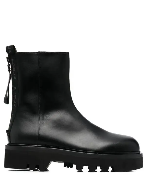 Furla Rita Leather Ankle Boots - Black