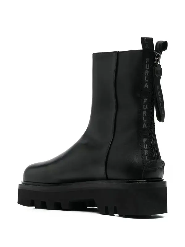 Furla Rita Leather Ankle Boots - Black