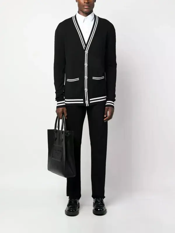 Balmain Contrasting-trim V-neck Cardigan