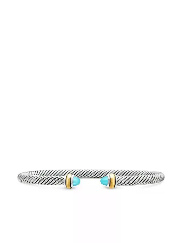 David Yurman 18kt Yellow Gold And Sterling Classic Cable Turquoise Bracelet - Silver