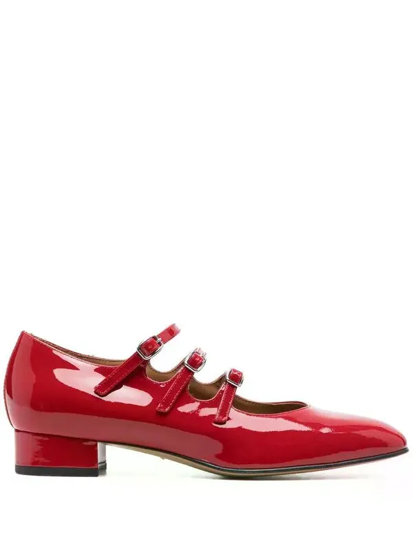 CAREL Buckled Patent Leather Pumps - Red