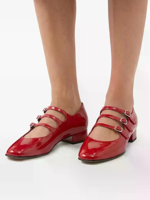 CAREL Buckled Patent Leather Pumps - Red