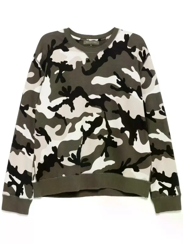 Valentino Garavani Camouflage-pattern Sweatshirt With Rockstud Detailing