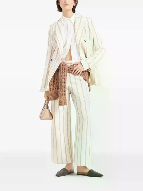 Brunello Cucinelli Striped Wide-leg Trousers