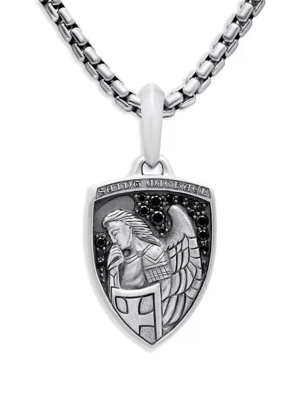 David Yurman Sterling St. Michael Diamond Amulet