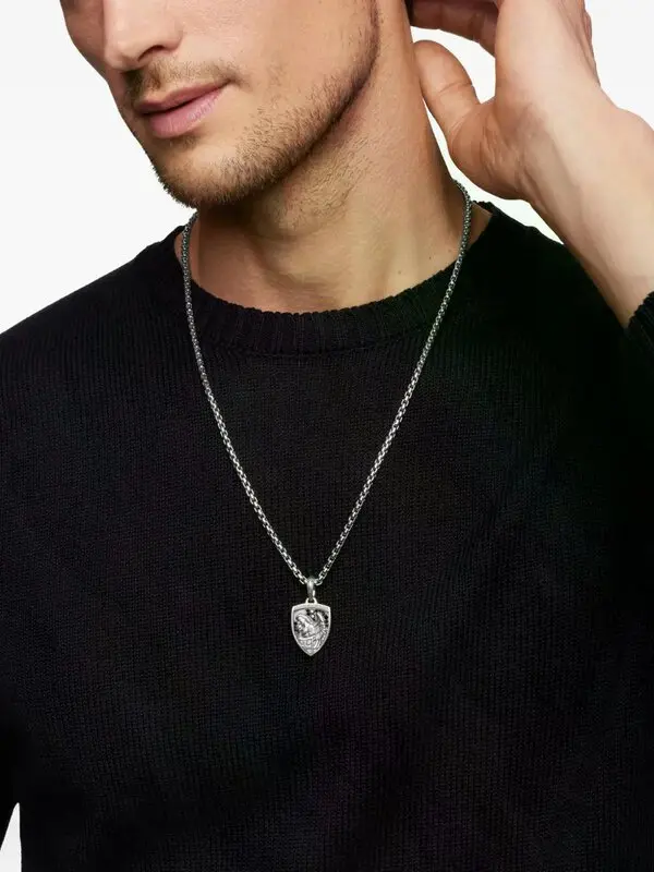 David Yurman Sterling St. Michael Diamond Amulet