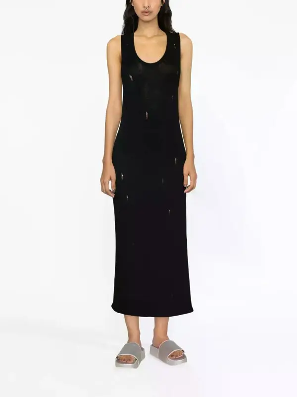 BARROW Distressed Knitted Maxi Dress - Black