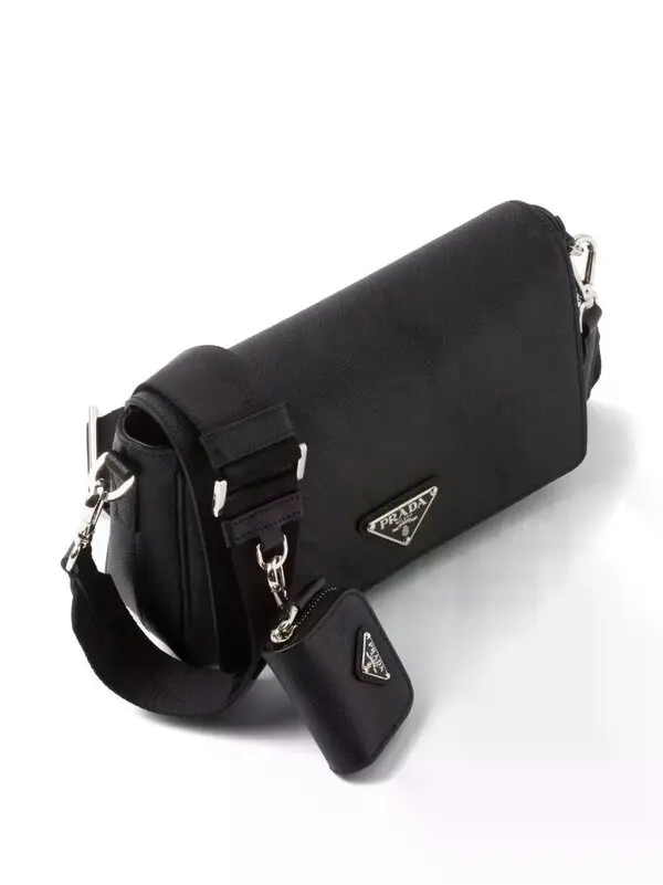 Prada Saffiano Leather Shoulder Bag With Removable Pouch