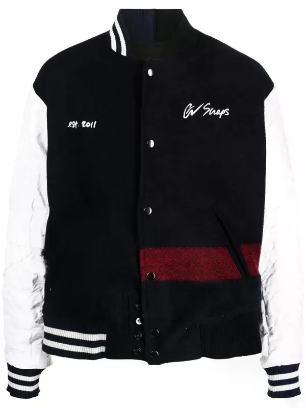 GREG LAUREN Slogan-embroidered Bomber Jacket - Blue