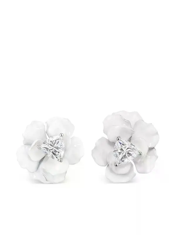 ANABELA CHAN 18kt Gold Snowflower Rose Stud Earrings - Silver