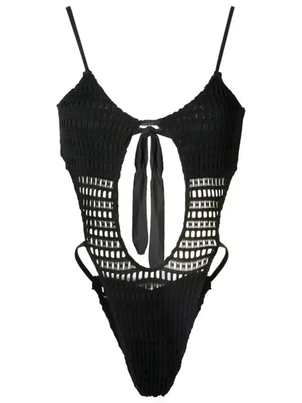 AMIR SLAMA Open-knit Cut-out One-piece - Black