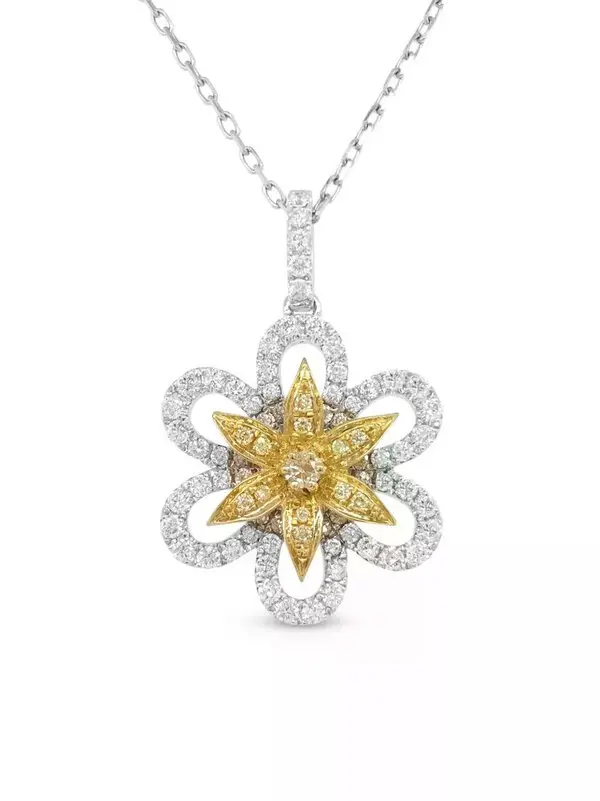 HYT JEWELRY 18kt Yellow And White Gold Diamond Flower Necklace - Silver