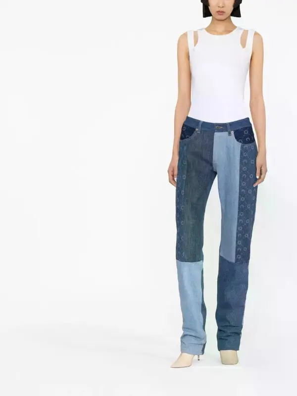MARINE SERRE Straight-leg Patchwork Jeans