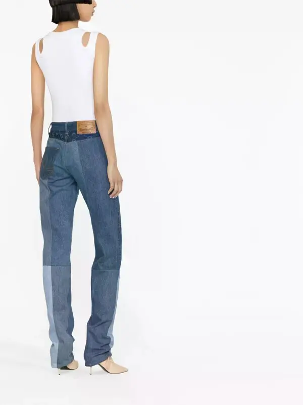 MARINE SERRE Straight-leg Patchwork Jeans