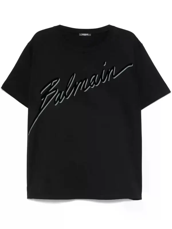 Balmain Flocked-logo T-shirt
