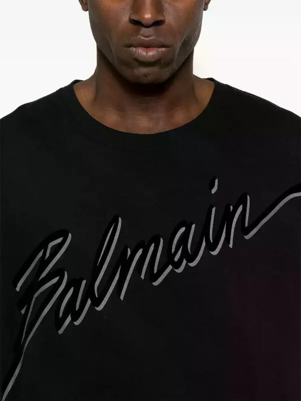 Balmain Flocked-logo T-shirt