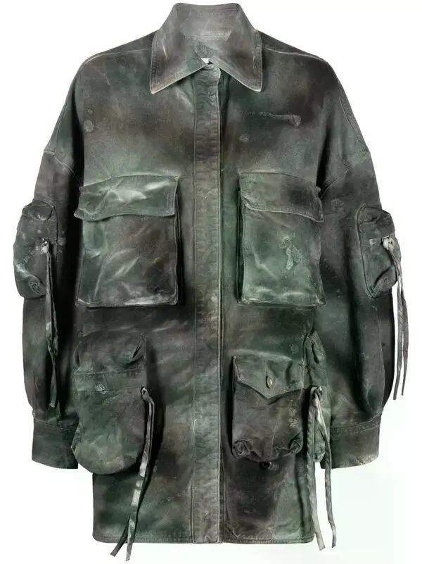 Attico Fern Distressed Denim Jacket
