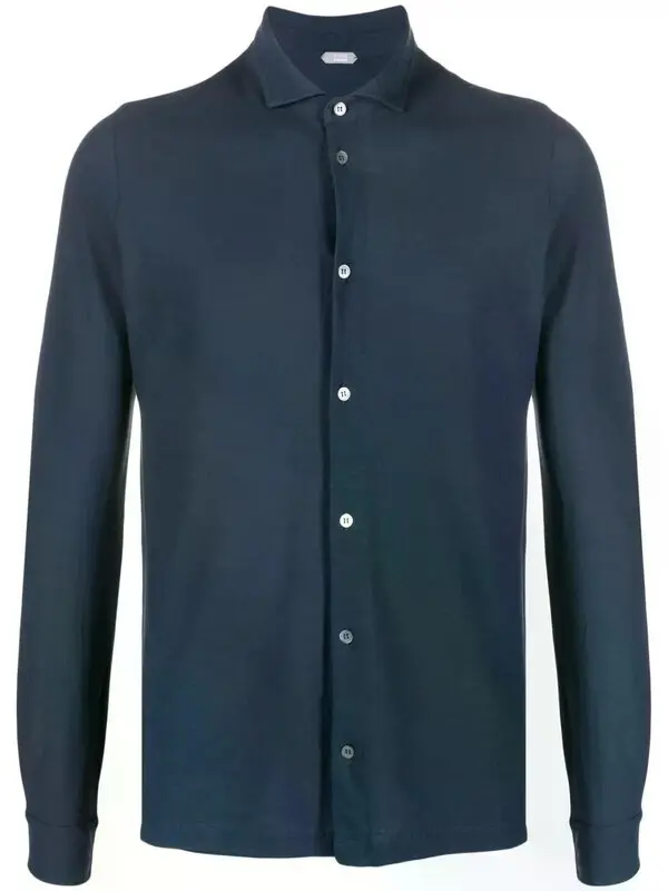ZANONE Long-sleeved Cotton Shirt - Blue