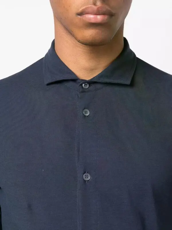 ZANONE Long-sleeved Cotton Shirt - Blue