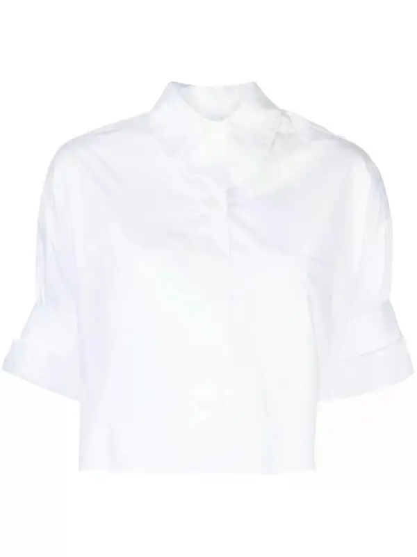 TWP Folded-sleeve Cropped Cotton Shirt