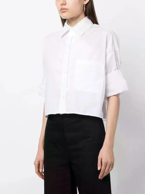 TWP Folded-sleeve Cropped Cotton Shirt