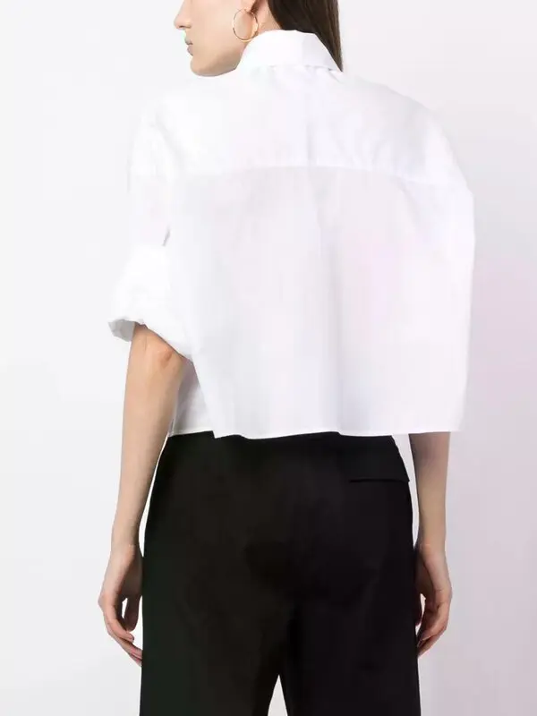 TWP Folded-sleeve Cropped Cotton Shirt