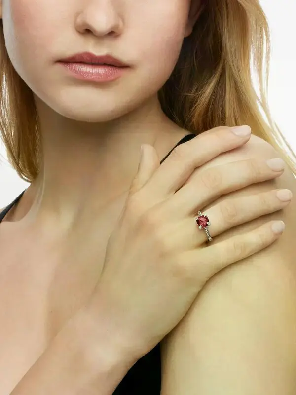 David Yurman Sterling Rhodolite Garnet And Diamond Ring - Silver