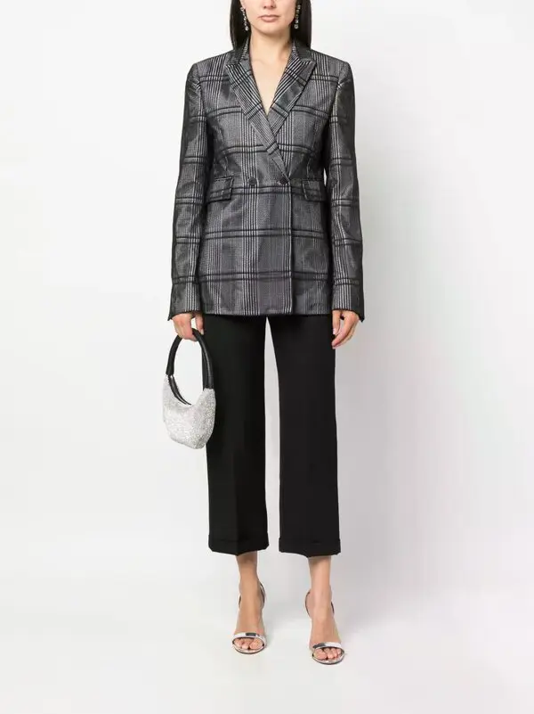 SAPIO Plaid-check Print Cotton Blazer
