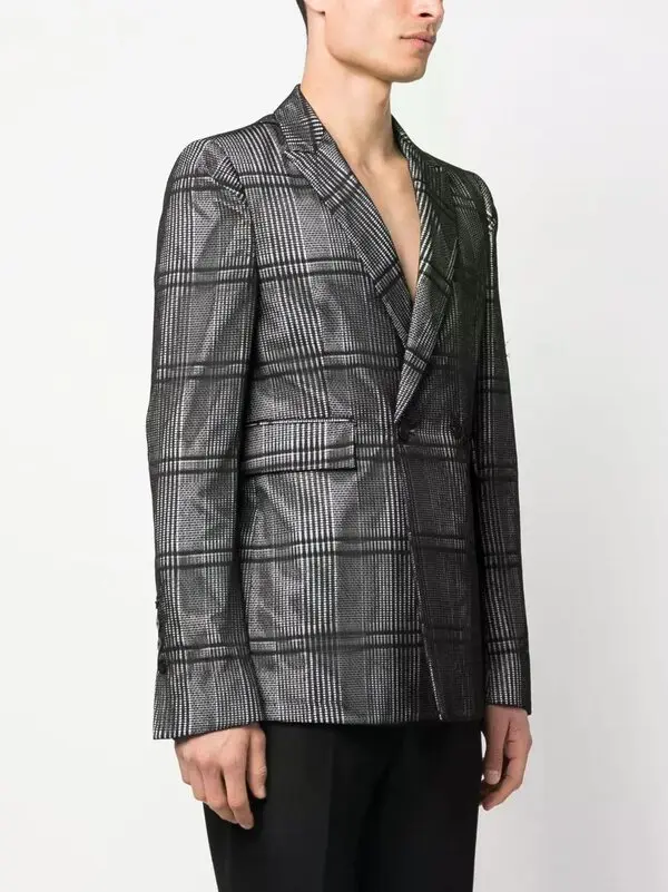 SAPIO Plaid-check Print Cotton Blazer