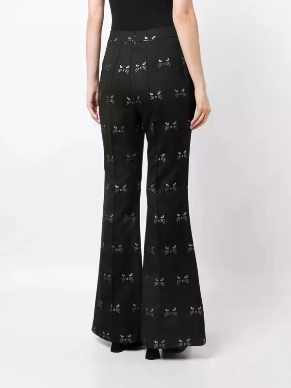 MACGRAW Circa 72 Patterned Jacquard Flared Trousers - Black