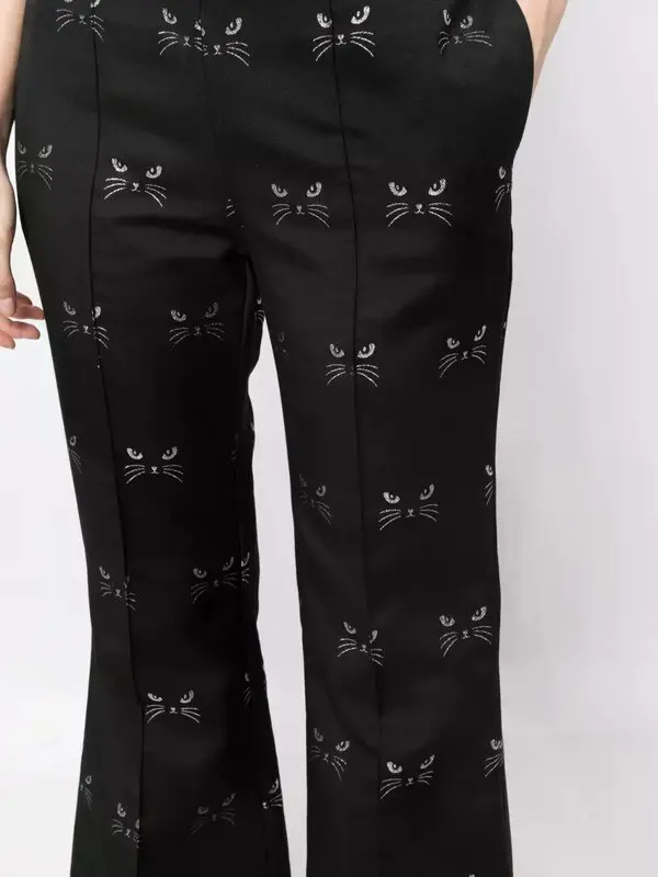 MACGRAW Circa 72 Patterned Jacquard Flared Trousers - Black