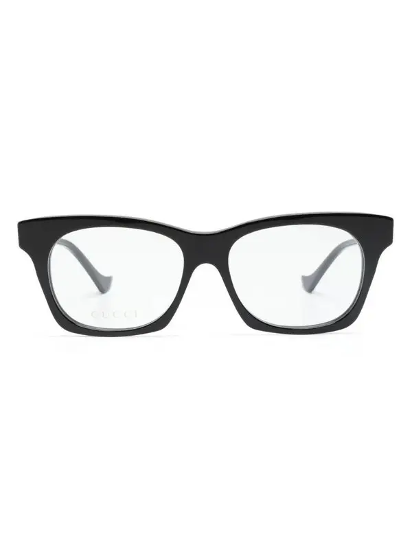 Gucci Logo-engraved Square-frame Glasses - Black