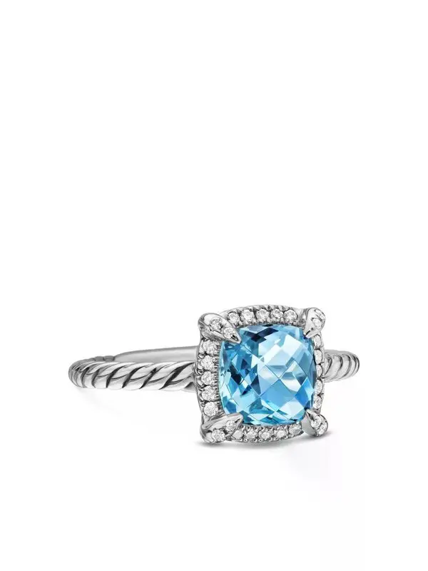 David Yurman Petite Chatelaine Topaz And Diamond Ring - Silver