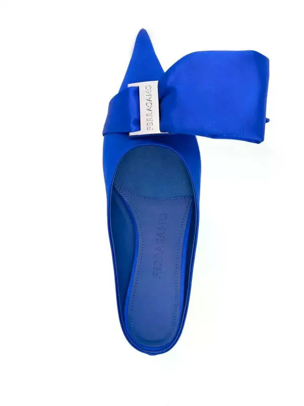 FERRAGAMO Asymmetric-bow Satin Mules