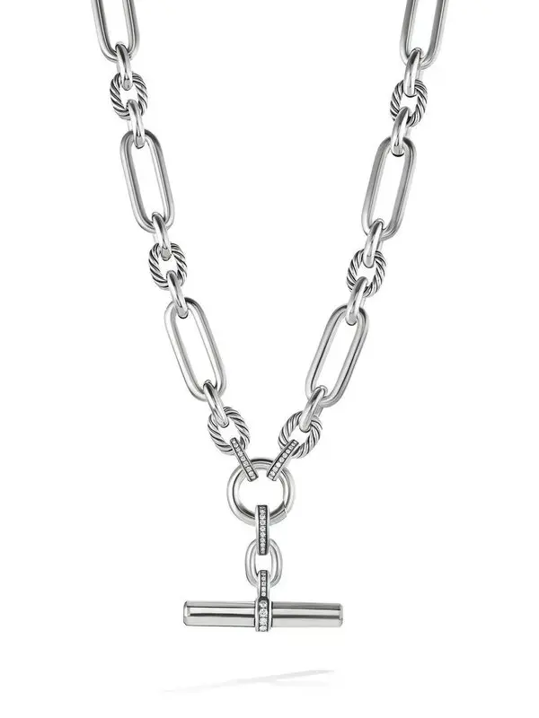 David Yurman Lexington Diamond Chain Necklace - Silver