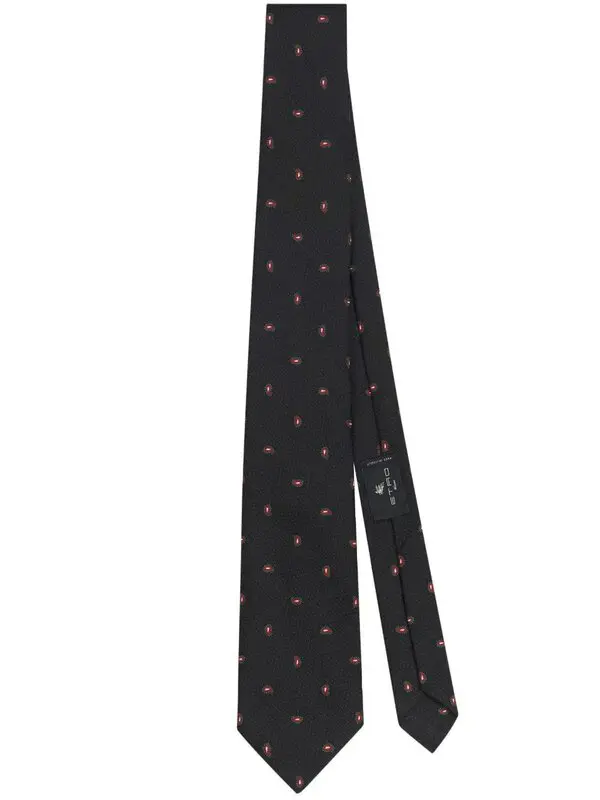 Etro Paisley Jacquard Silk Tie - Black