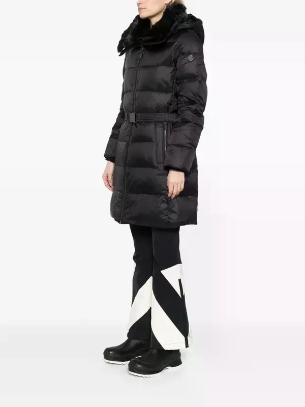 Michael Kors Belted Puffer Coat With Faux Fur Collar